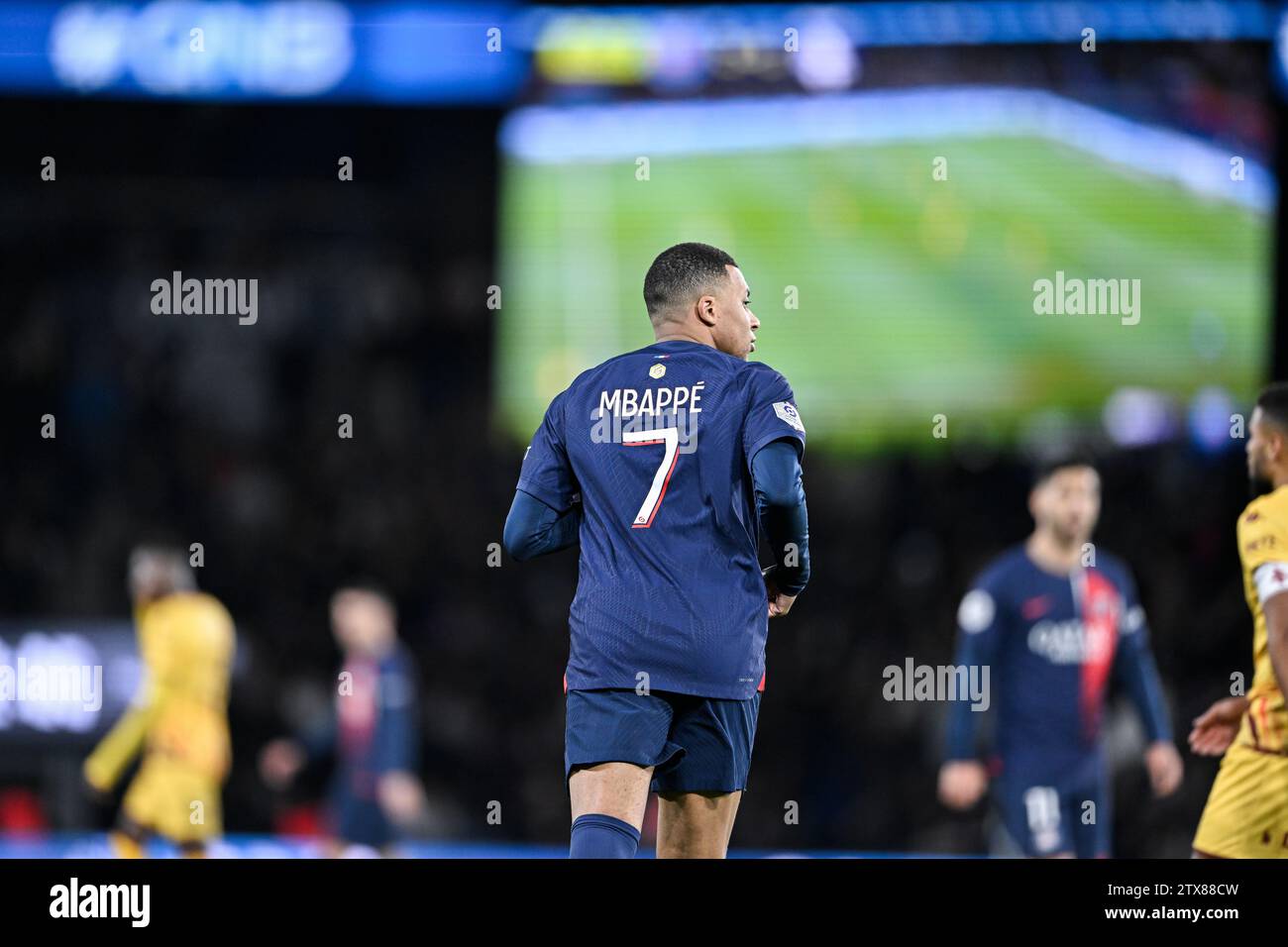 Paris, France. 20th Dec, 2023. Kylian Mbappe from back during the Ligue ...