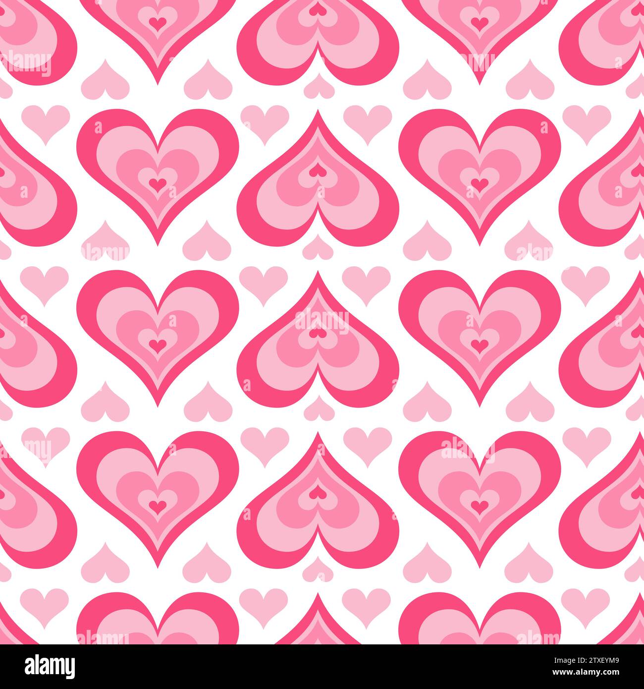 Y2k seamless pattern with hearts. Retro abstract groovy background ...