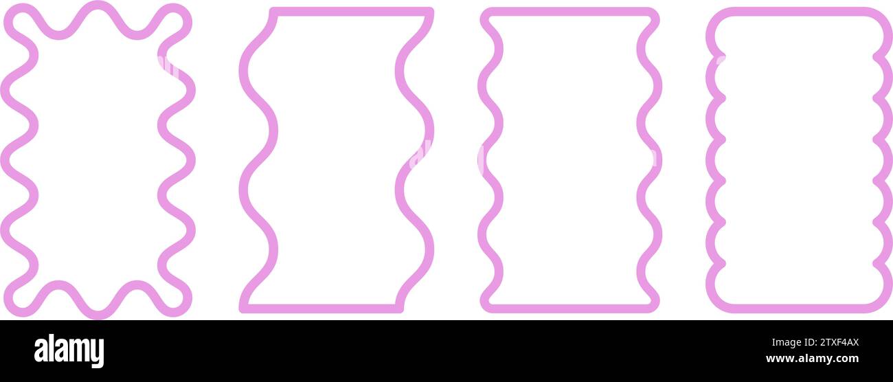 Retro frame with wavy border. Psychedelic rectangle groovy shapes ...