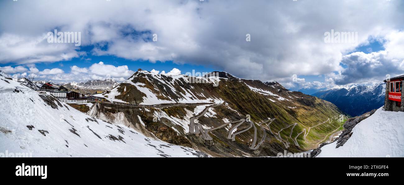 A view from the summit of Stelvio Pass near Bormio, Italy Stock Photo ...