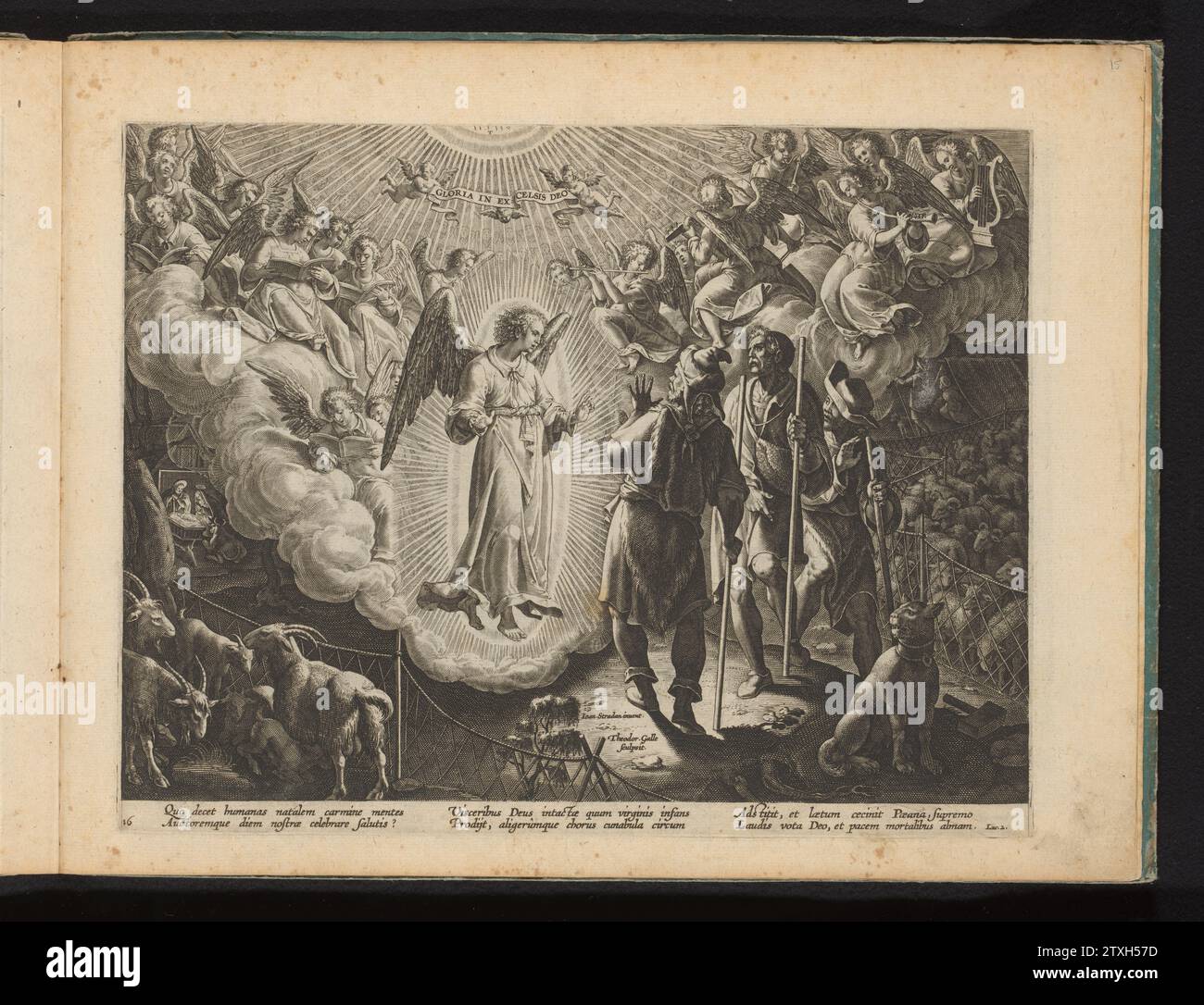 Proclamation to the shepherds, 1587 - 1592 An angel in radiant light ...