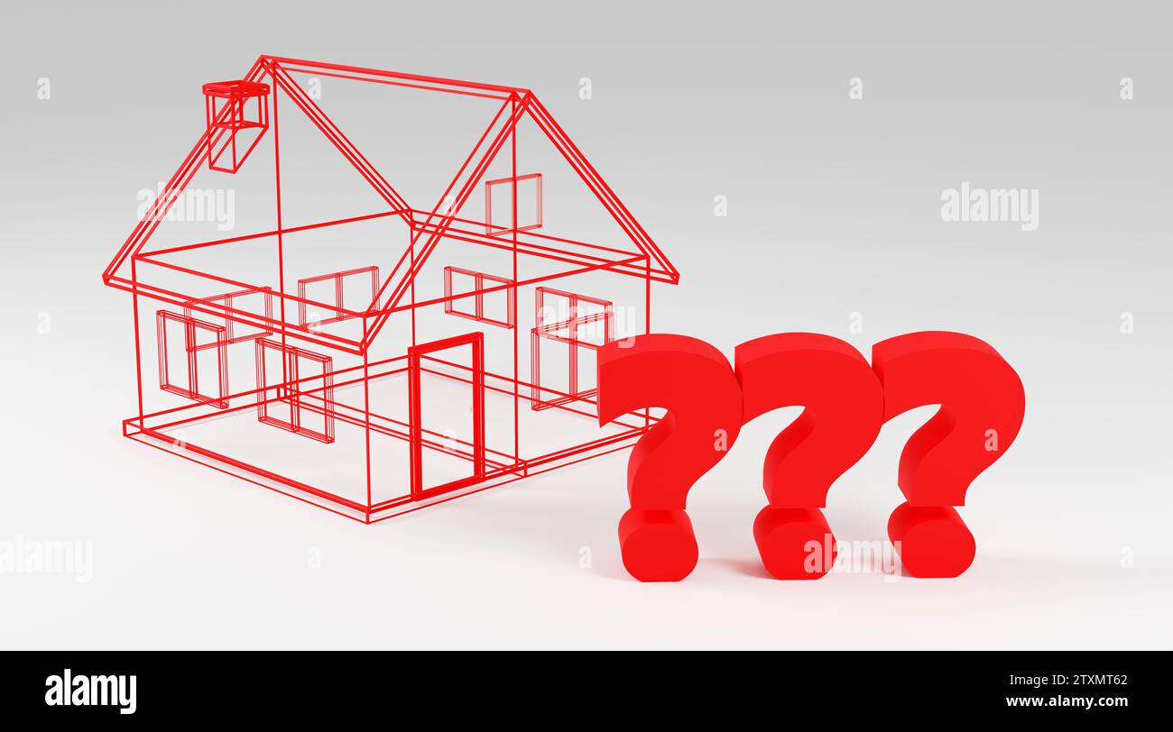 Luxury red inscription question mark on grey podium, soft light, front ...