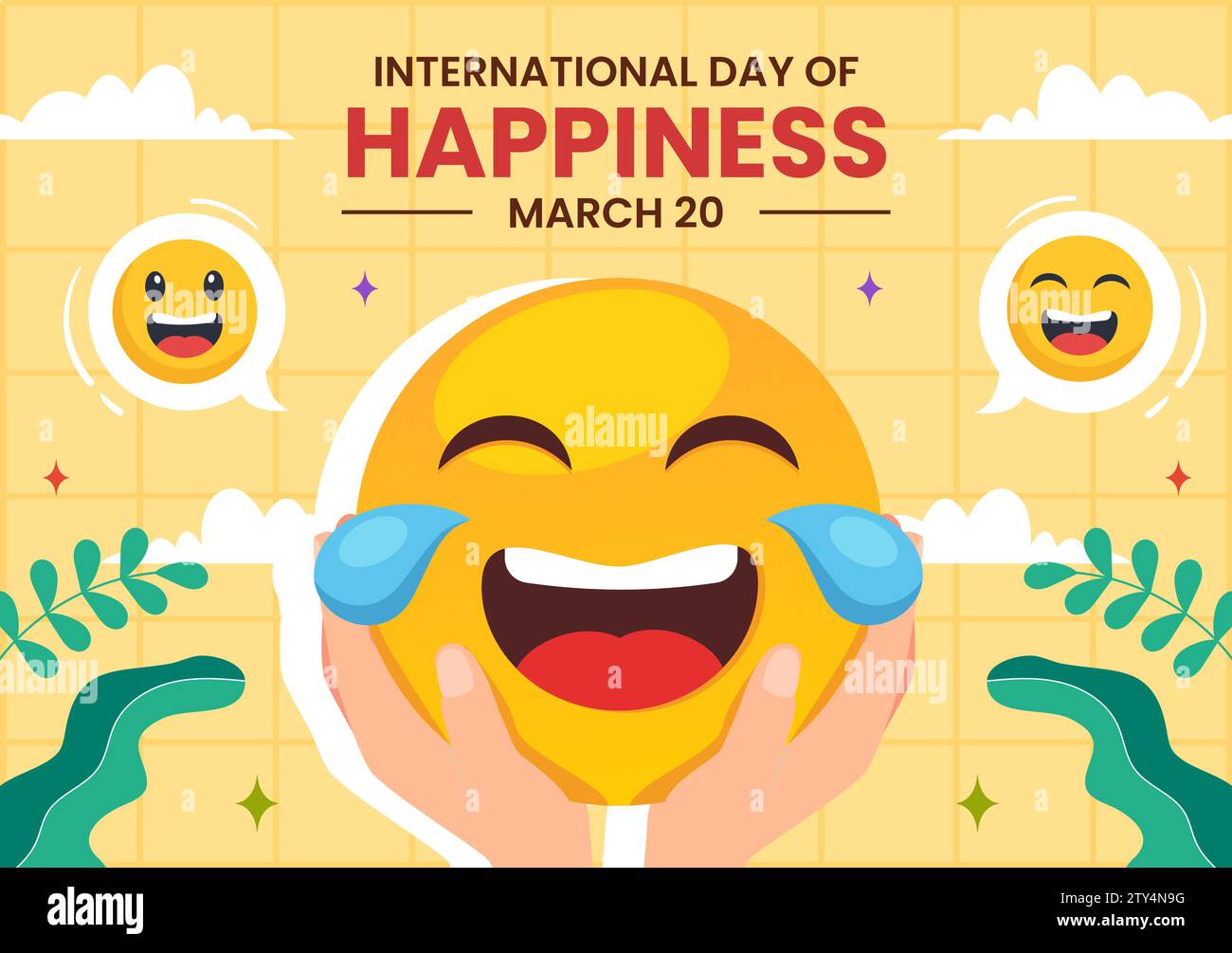 Happiness Day Social Media Background Flat Cartoon Hand Drawn Templates ...