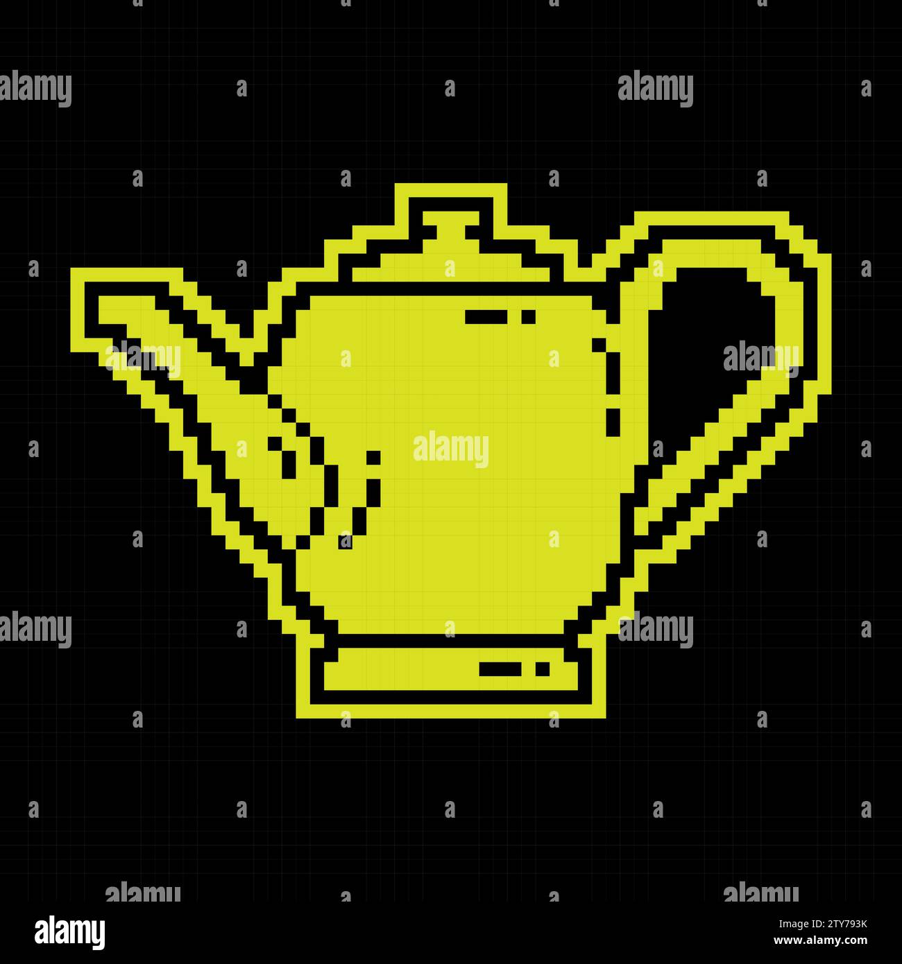 Pixel silhouette icon silhouette of teapot for tea drinking. Breakfast ...