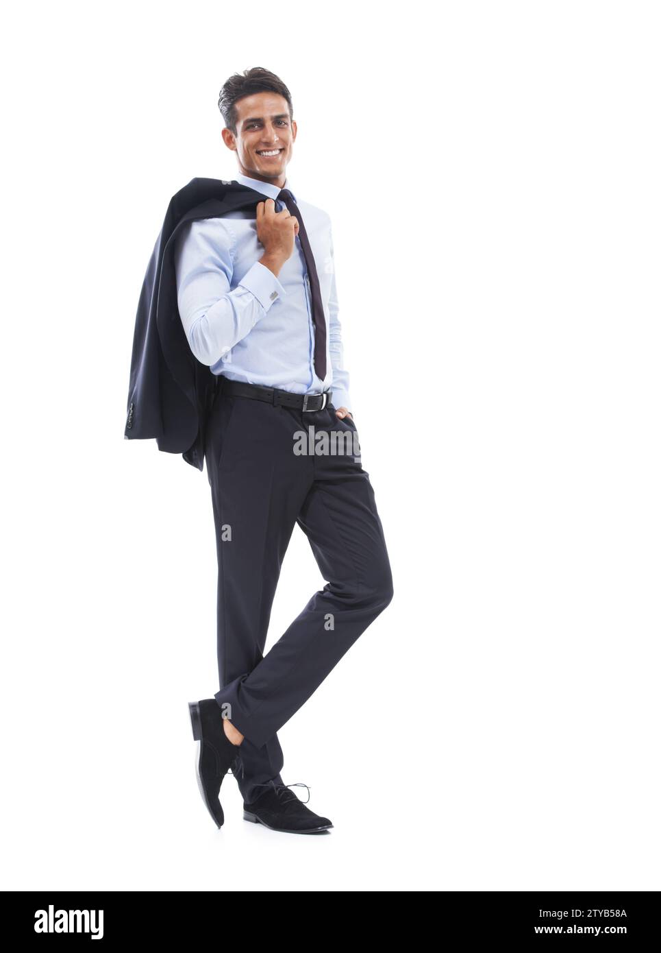 Confident business man, pose in studio and smile in portrait with ...