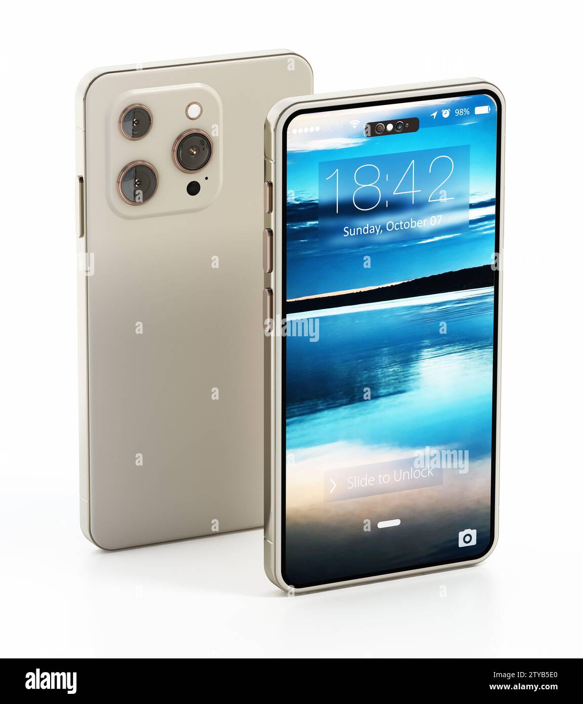 Generic smartphones with fictitious screen design isolated on white ...