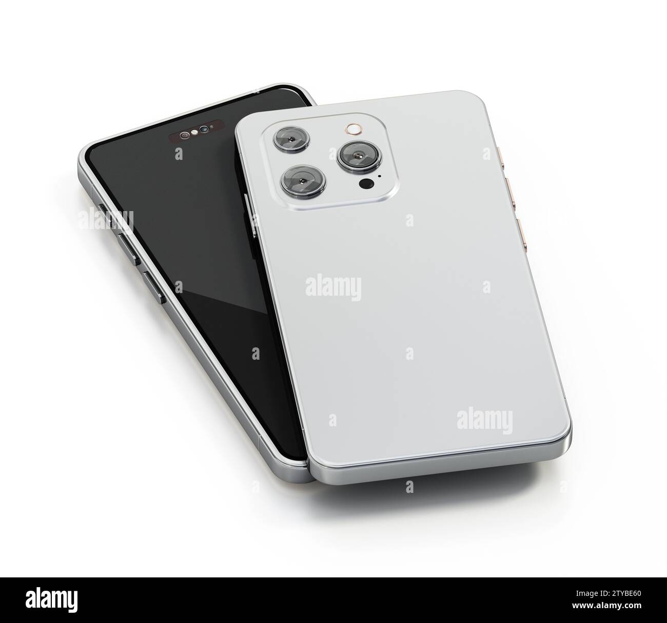 Generic smartphones isolated on white background. 3D illustration Stock ...