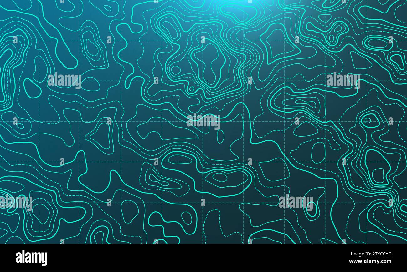 Ocean bottom topographic line map curvy wave isolines vector ...