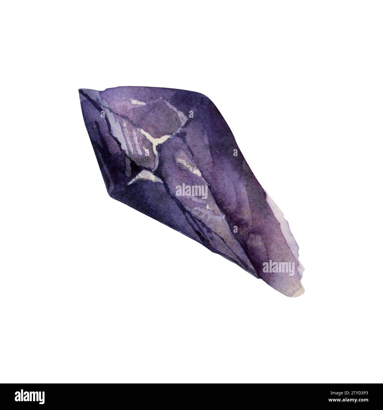 Hand drawn watercolor illustration precious semiprecious jewel gem ...