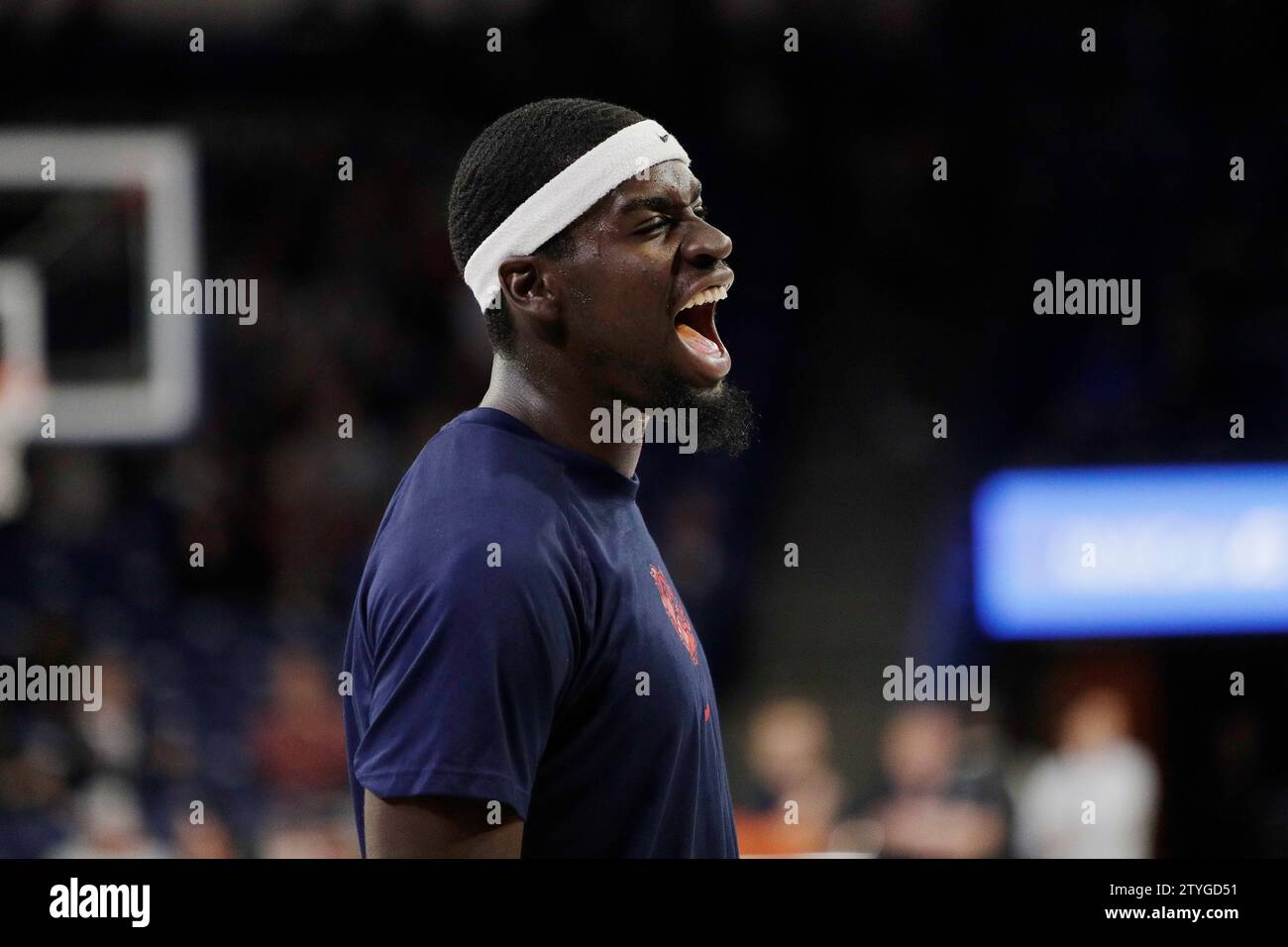 Gonzaga forward Graham Ike reacts during warm ups before an NCAA ...