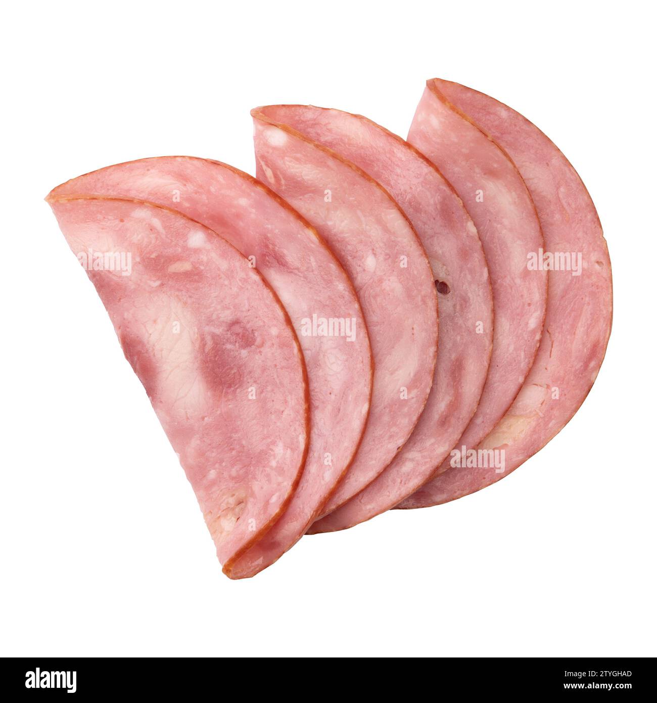 round pieces of ham isolated on white background with clipping path ...