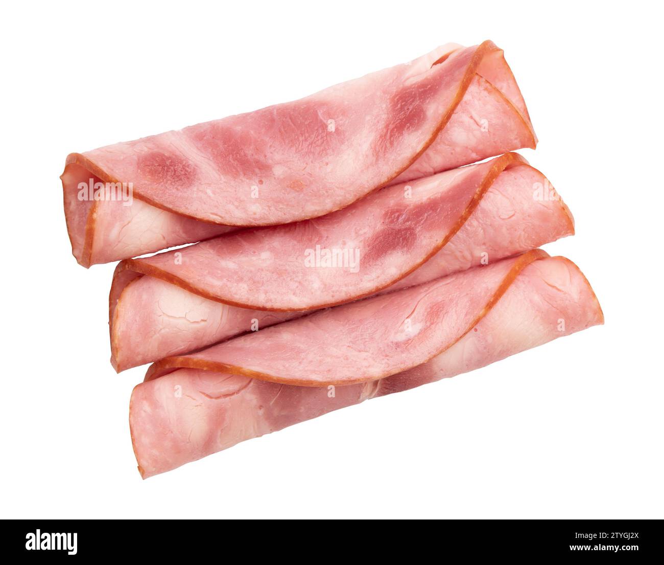 round pieces of ham isolated on white background with clipping path ...