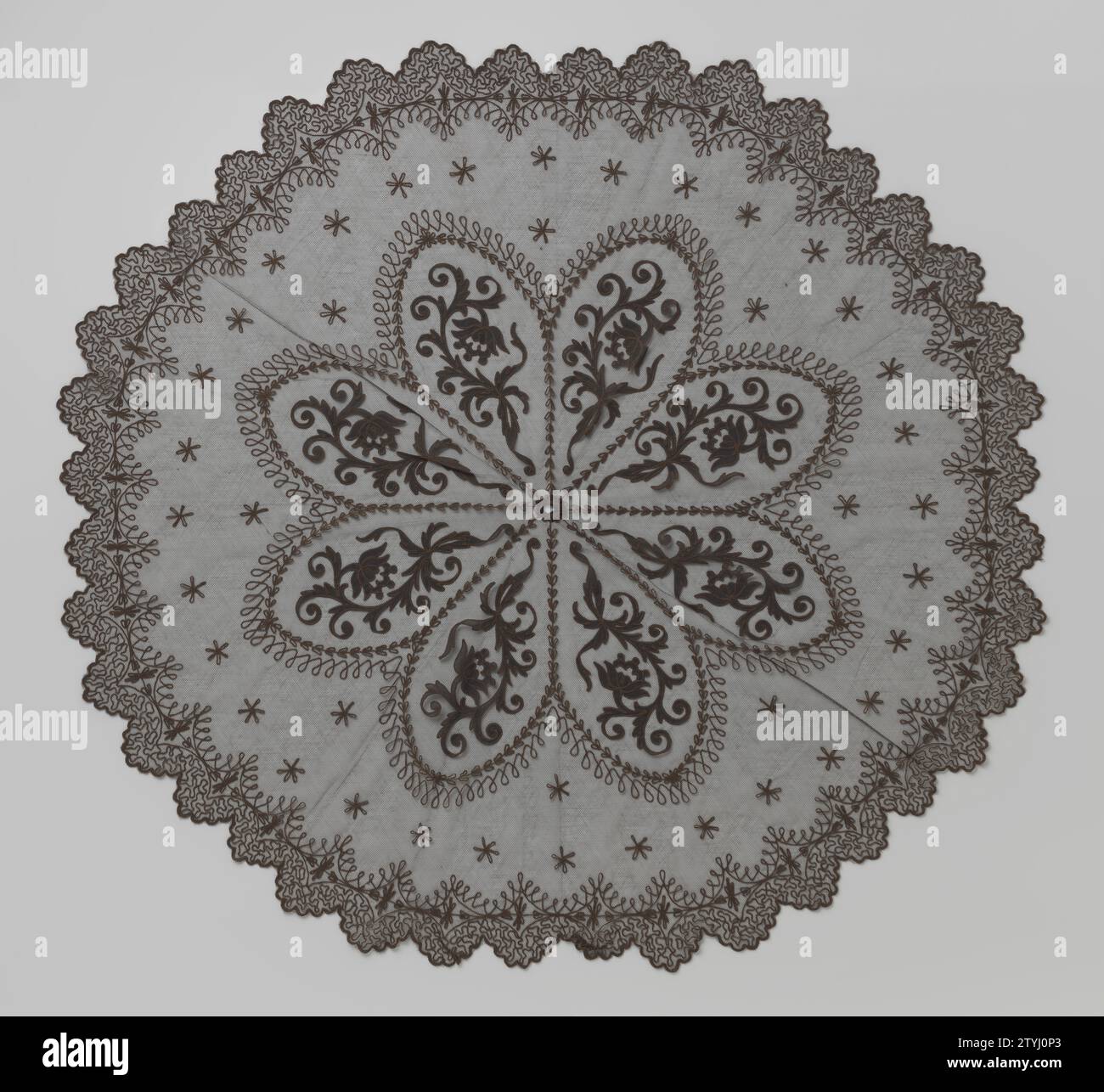 Parasoldek of black tulle decorated with an application of a large ...