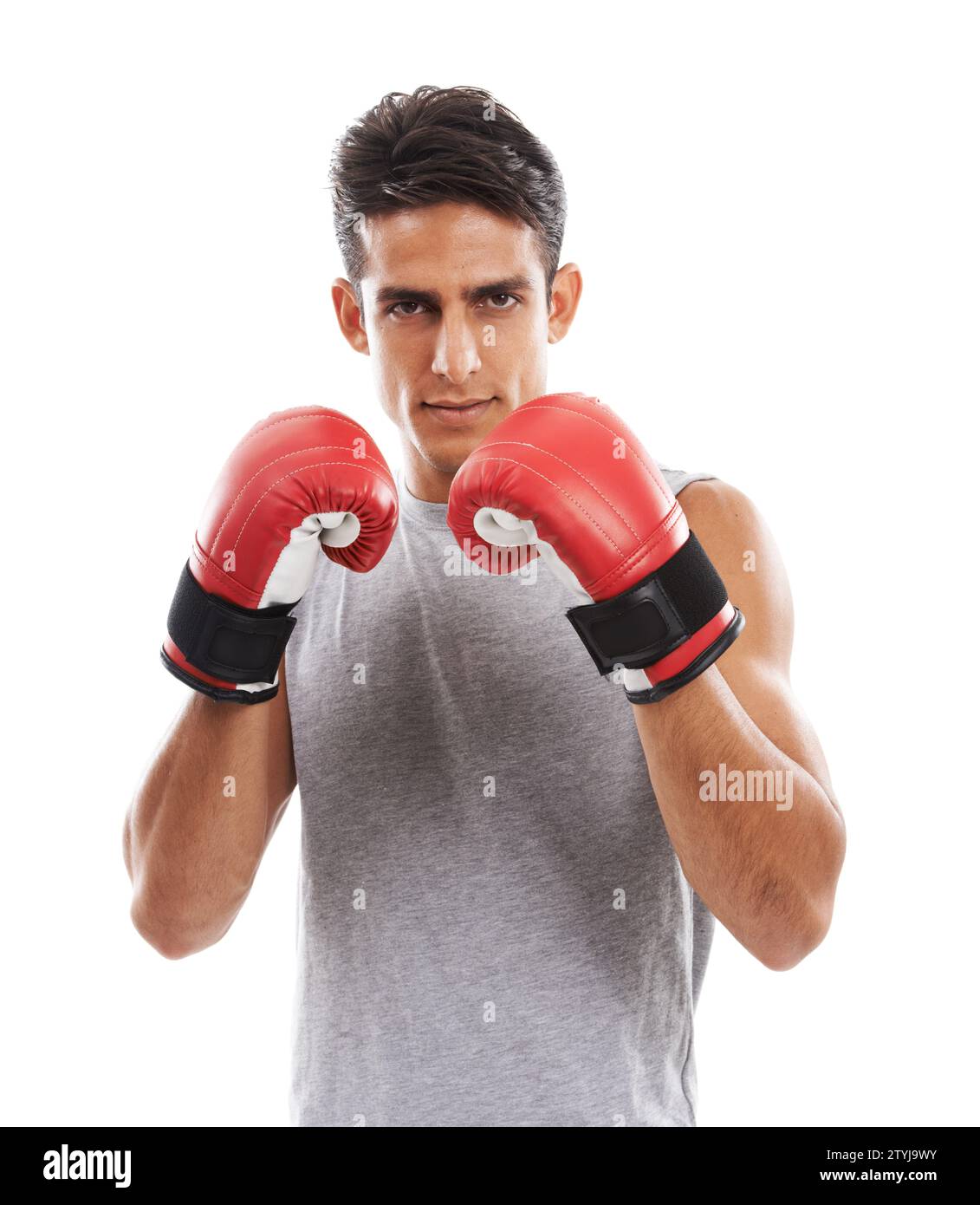 Boxing, man in portrait and sports for fitness, health and martial arts ...