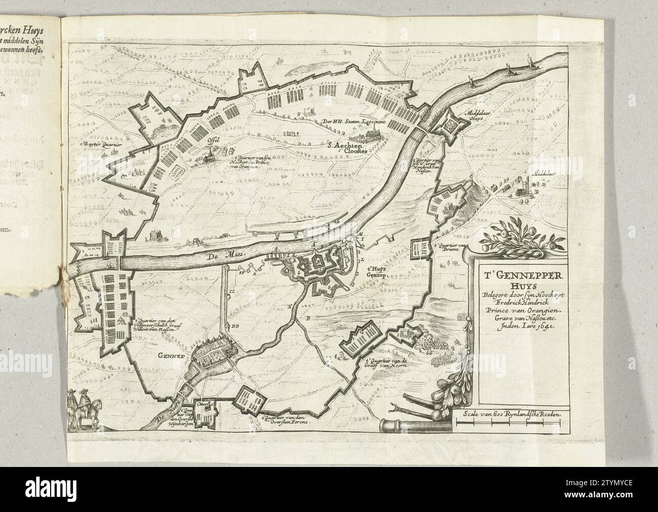 Map of the siege of Huis in Gennep, 1641, 1641 Map with the house in ...