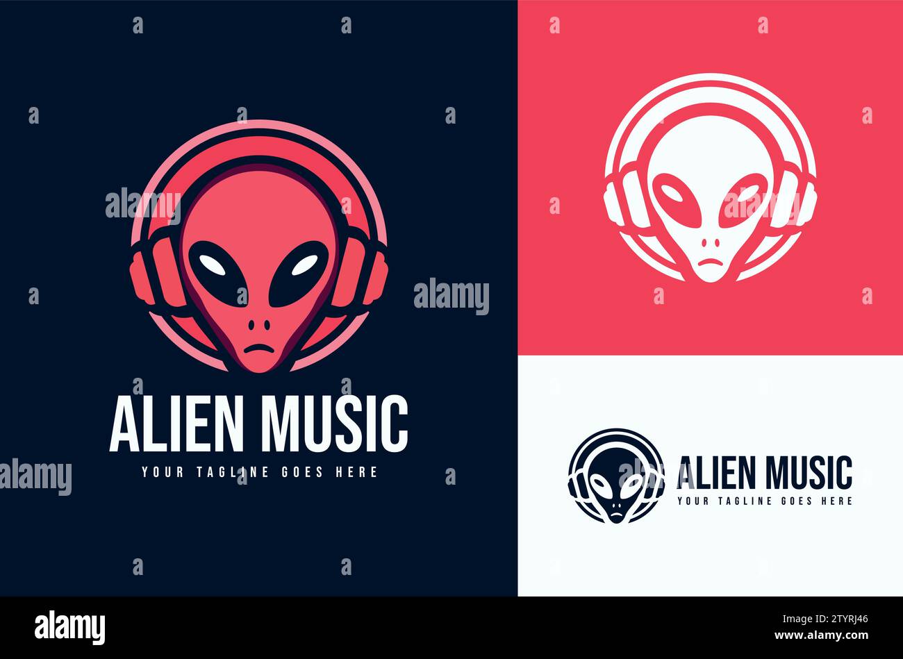 Illustration of an Alien Using Headphones Headset Design Recording ...