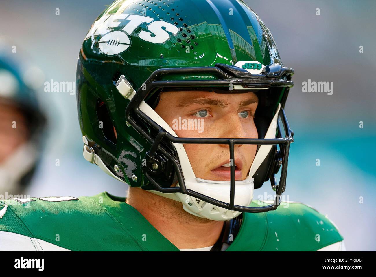New York Jets quarterback Zach Wilson (2) reacts in the first half ...