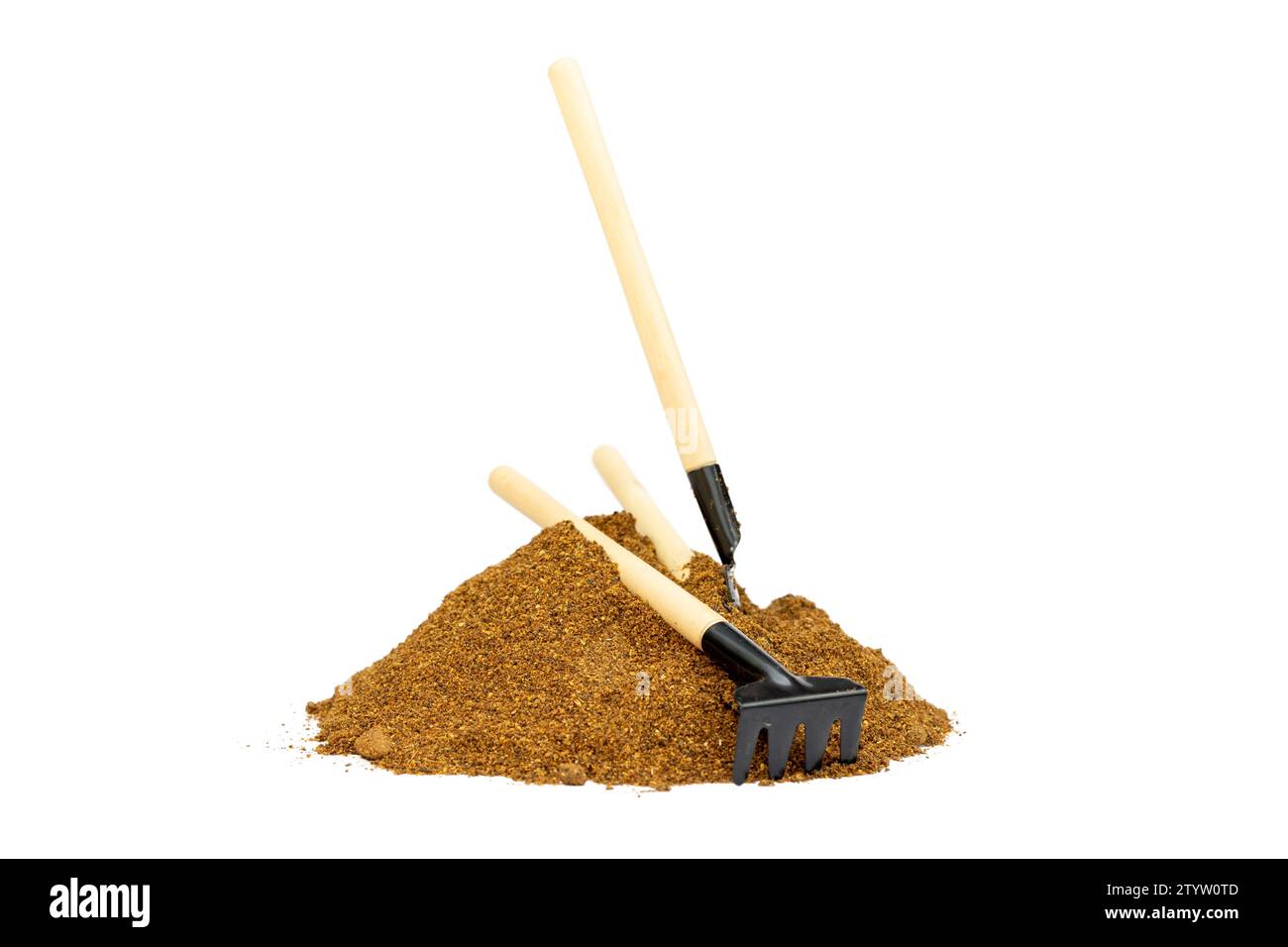 Neem Powder fertilizer for plants with gardening tools isolated on ...