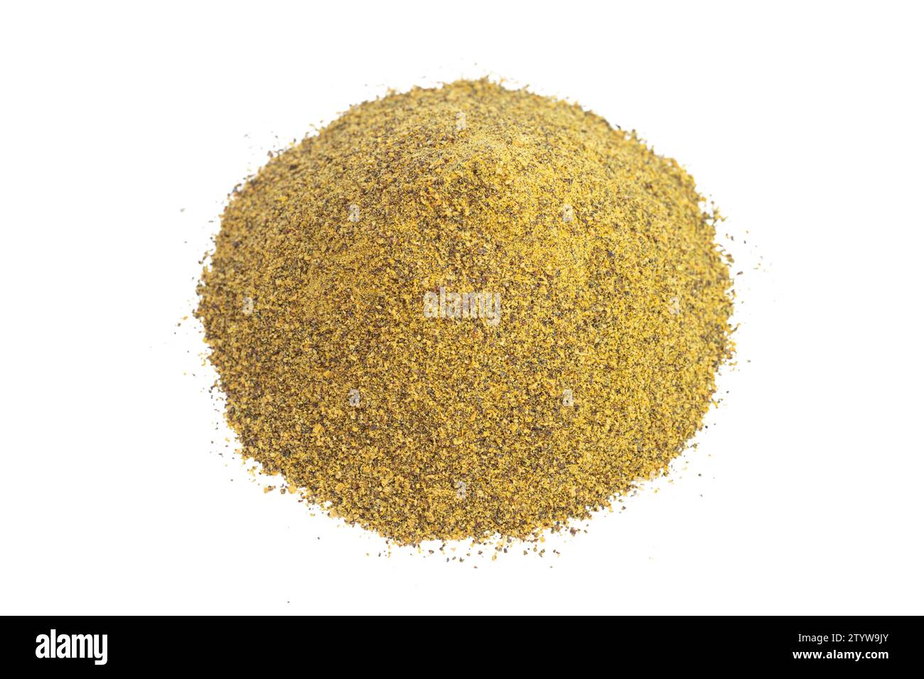Heap of mustard cake fertilizer isolated on white background. top view ...
