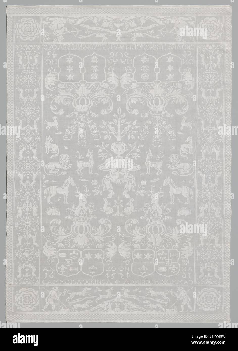 Napkin with Frisian weapons and Orpheus in the middle of the animals ...