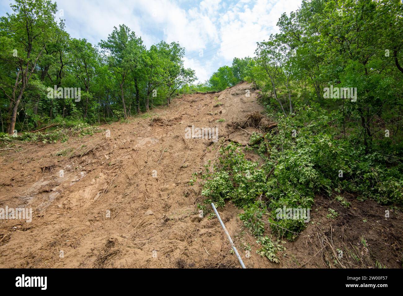 Landslide Collapse in Rural Area Stock Photo - Alamy