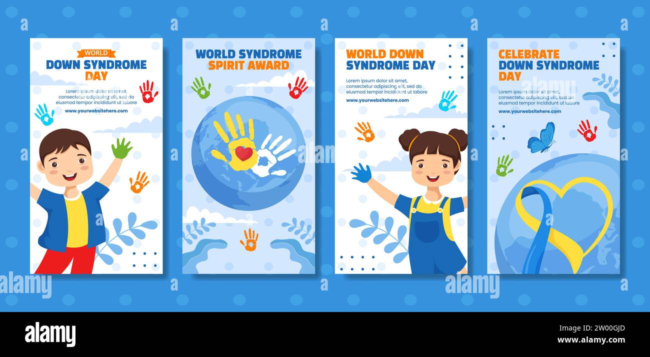 Down Syndrome Day Social Media Stories Flat Cartoon Hand Drawn ...