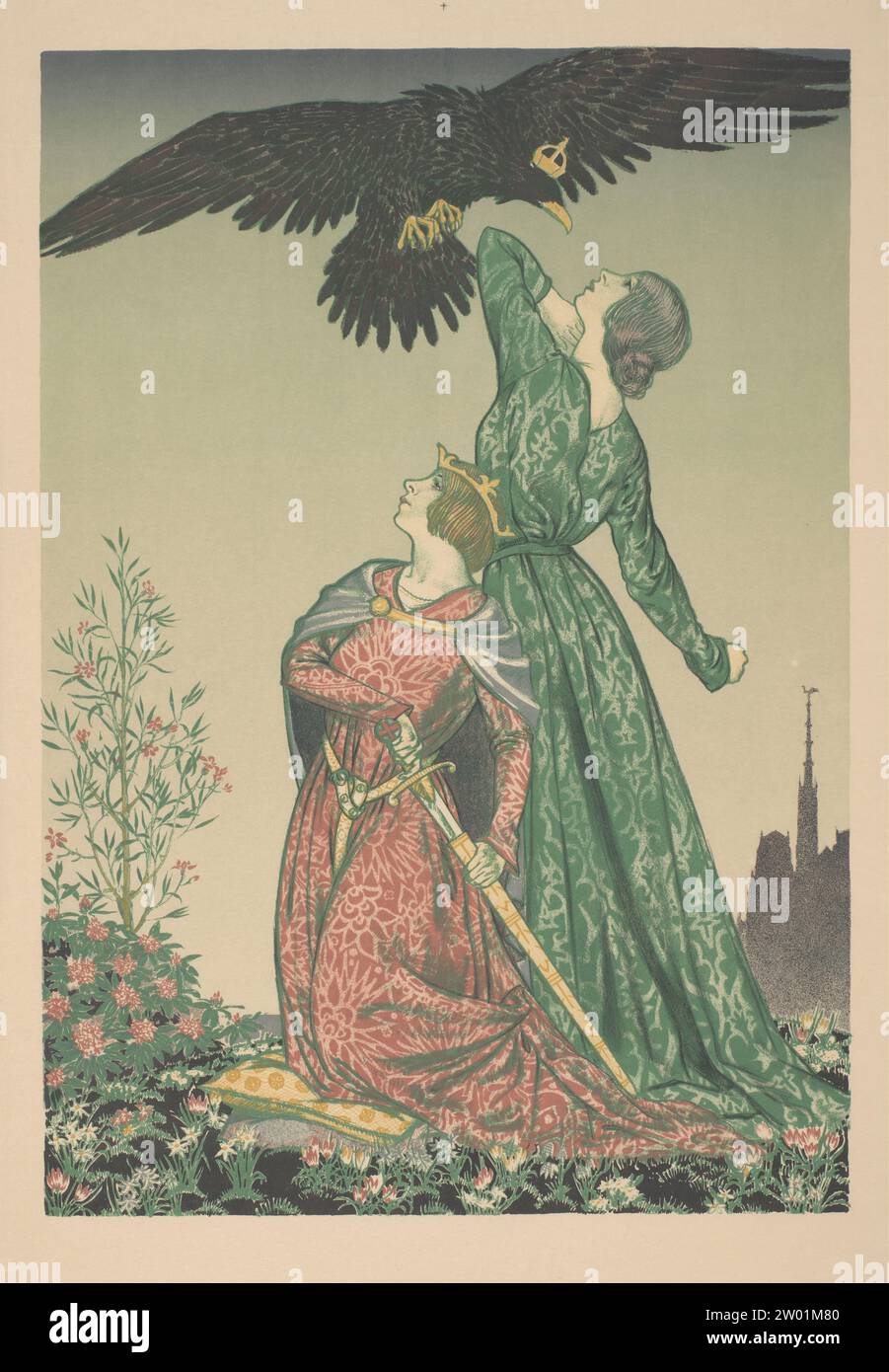 Two women attacked and a crowned eagle, Francis Ernest Jackson, c. 1917 paper paper Stock Photo ...