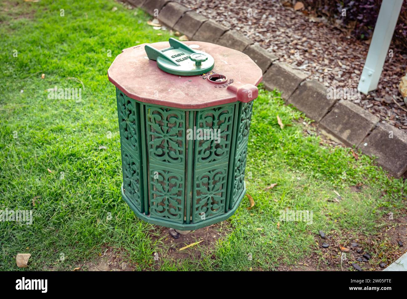 Maryborough, QLD, Australia - Old style rubbish bin in Queen's Park ...