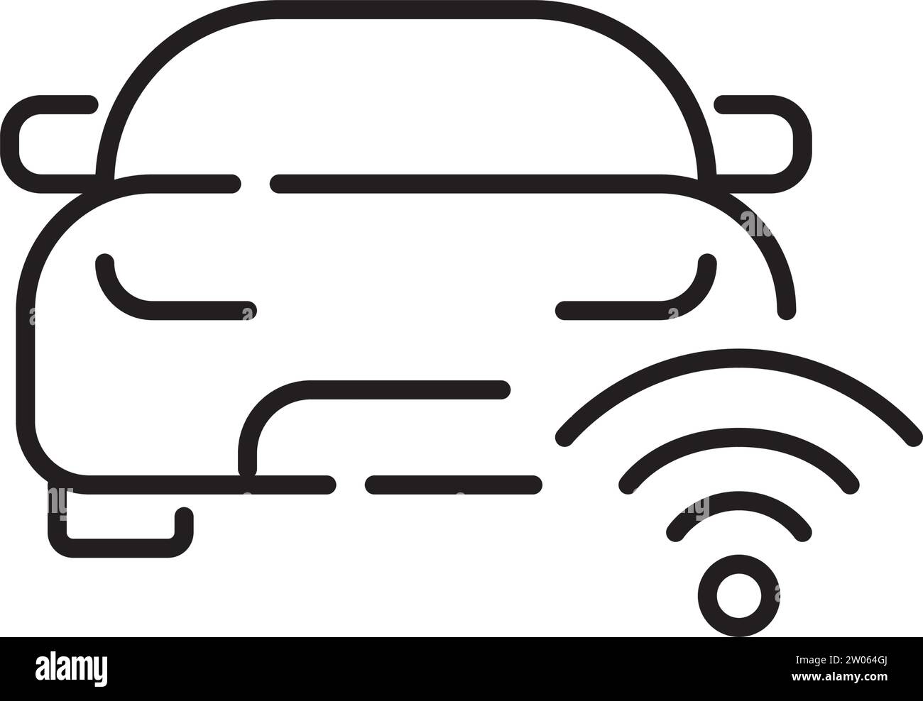 Car and wifi symbol. Autonomous vehicle. Pixel perfect, editable stroke ...