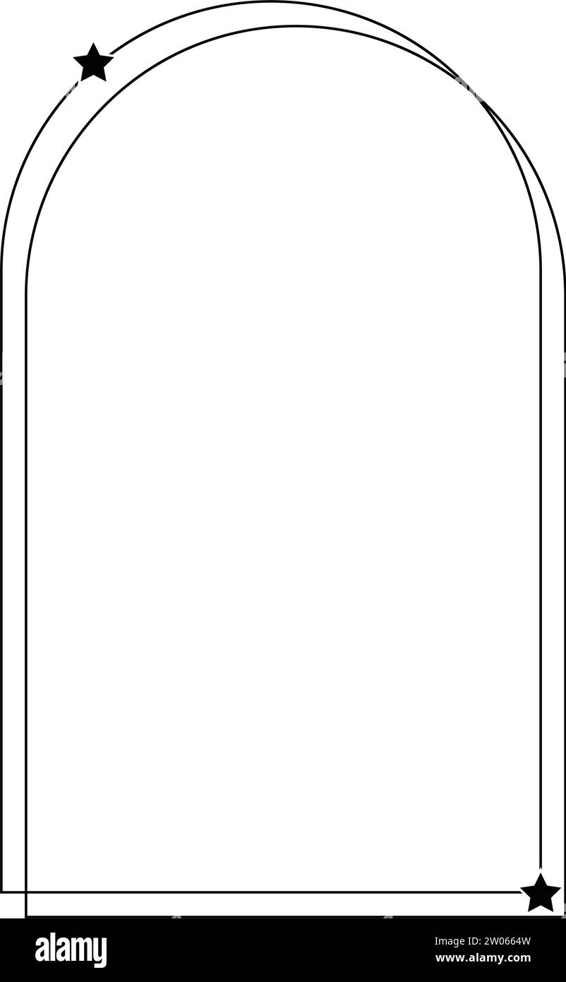Arch frame border icon with star shape symbol for decorative vintage ...