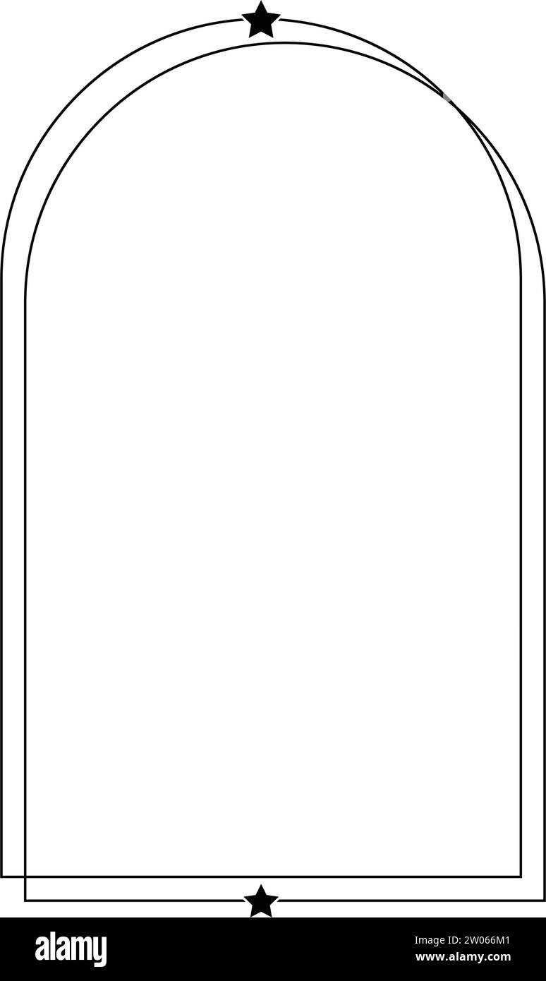 Arch frame border icon with star shape symbol for decorative vintage ...