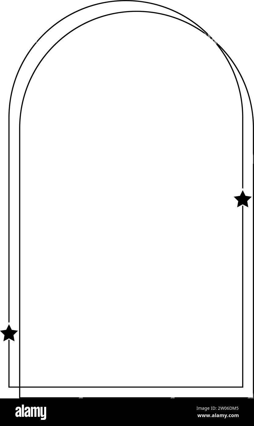 Arch frame border icon with star shape symbol for decorative vintage ...