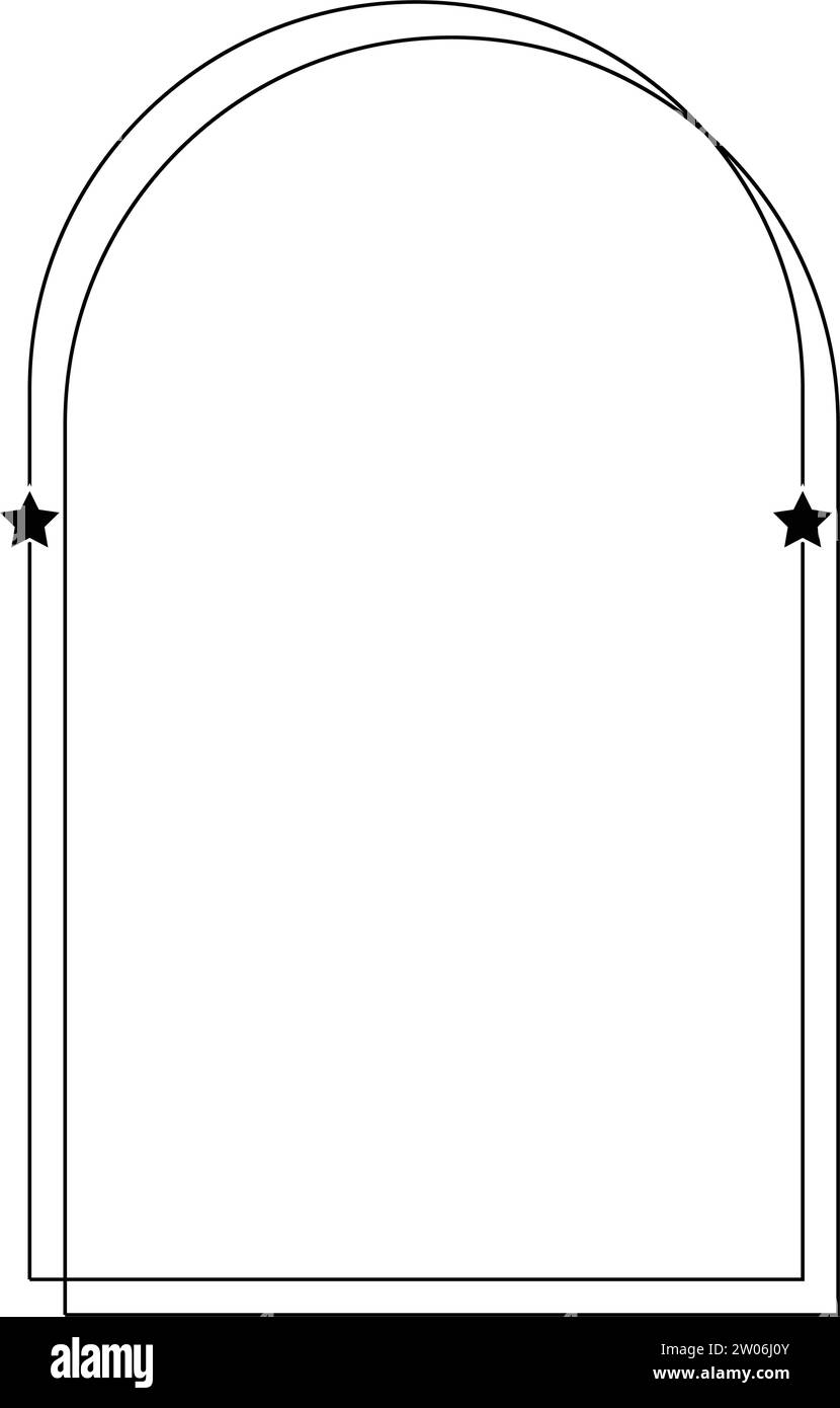 Arch frame border icon with star shape symbol for decorative vintage ...