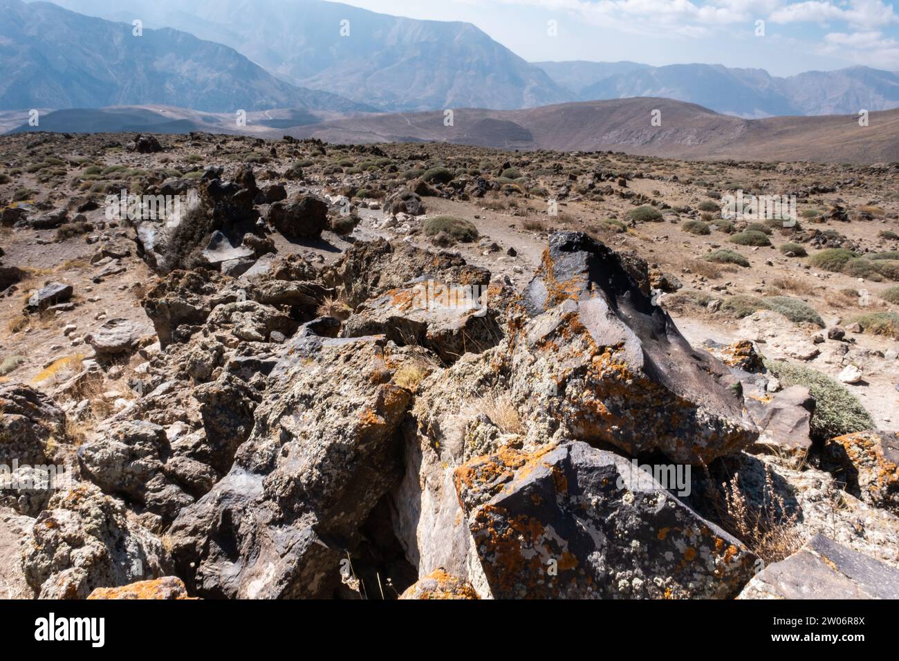 View from volcano Damavand in Elbrus mountain range, Iran Stock Photo ...