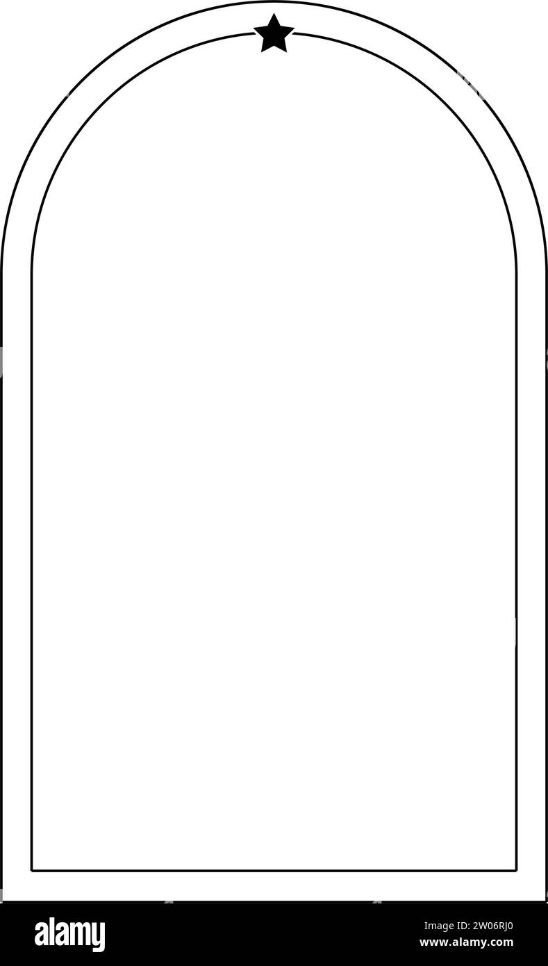 Arch frame border icon with star shape symbol for decorative vintage ...