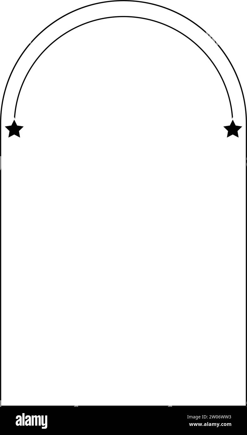 Arch frame border icon with star shape symbol for decorative vintage ...