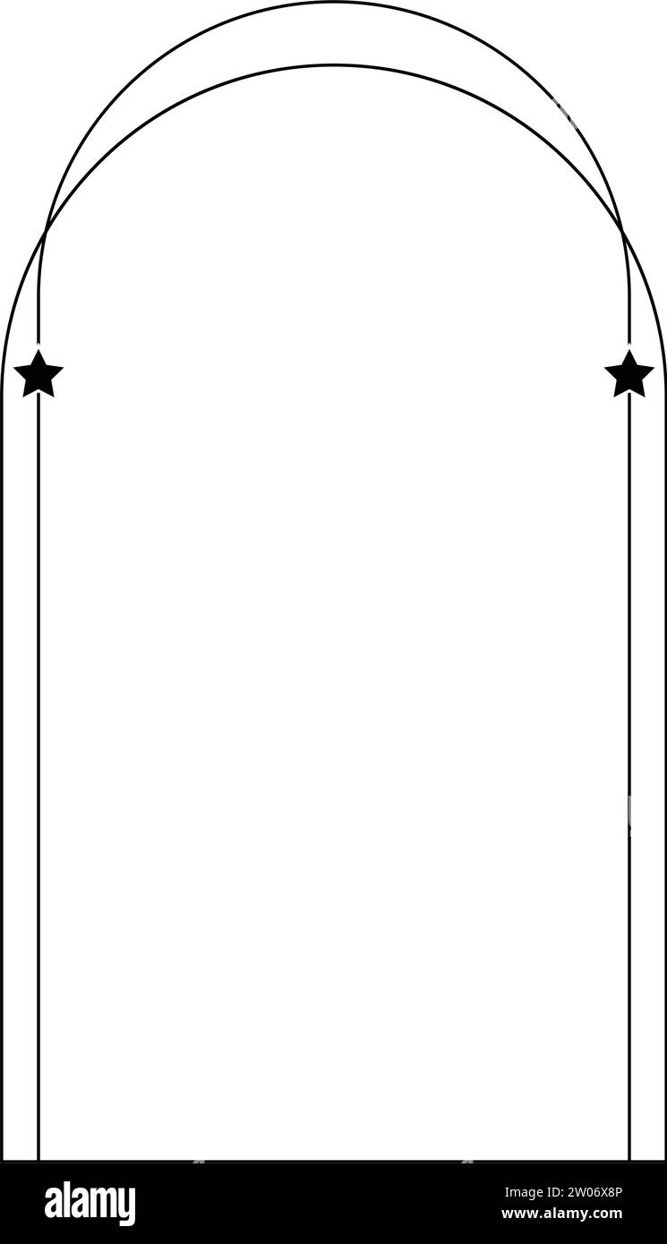 Arch frame border icon with star shape symbol for decorative vintage ...