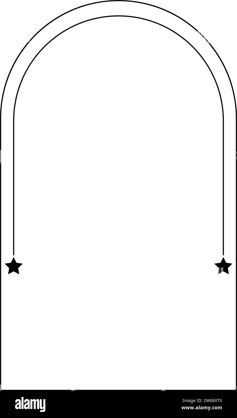 Arch frame border icon with star shape symbol for decorative vintage ...