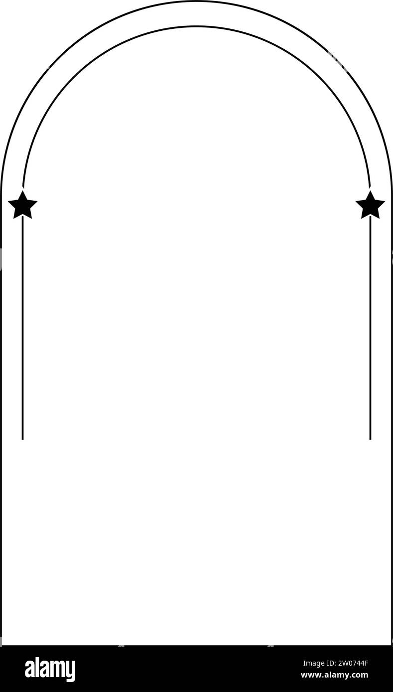 Arch frame border icon with star shape symbol for decorative vintage ...