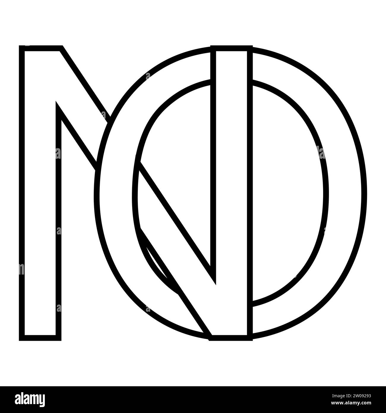 Logo sign no on, icon double letters logotype n o Stock Vector Image ...