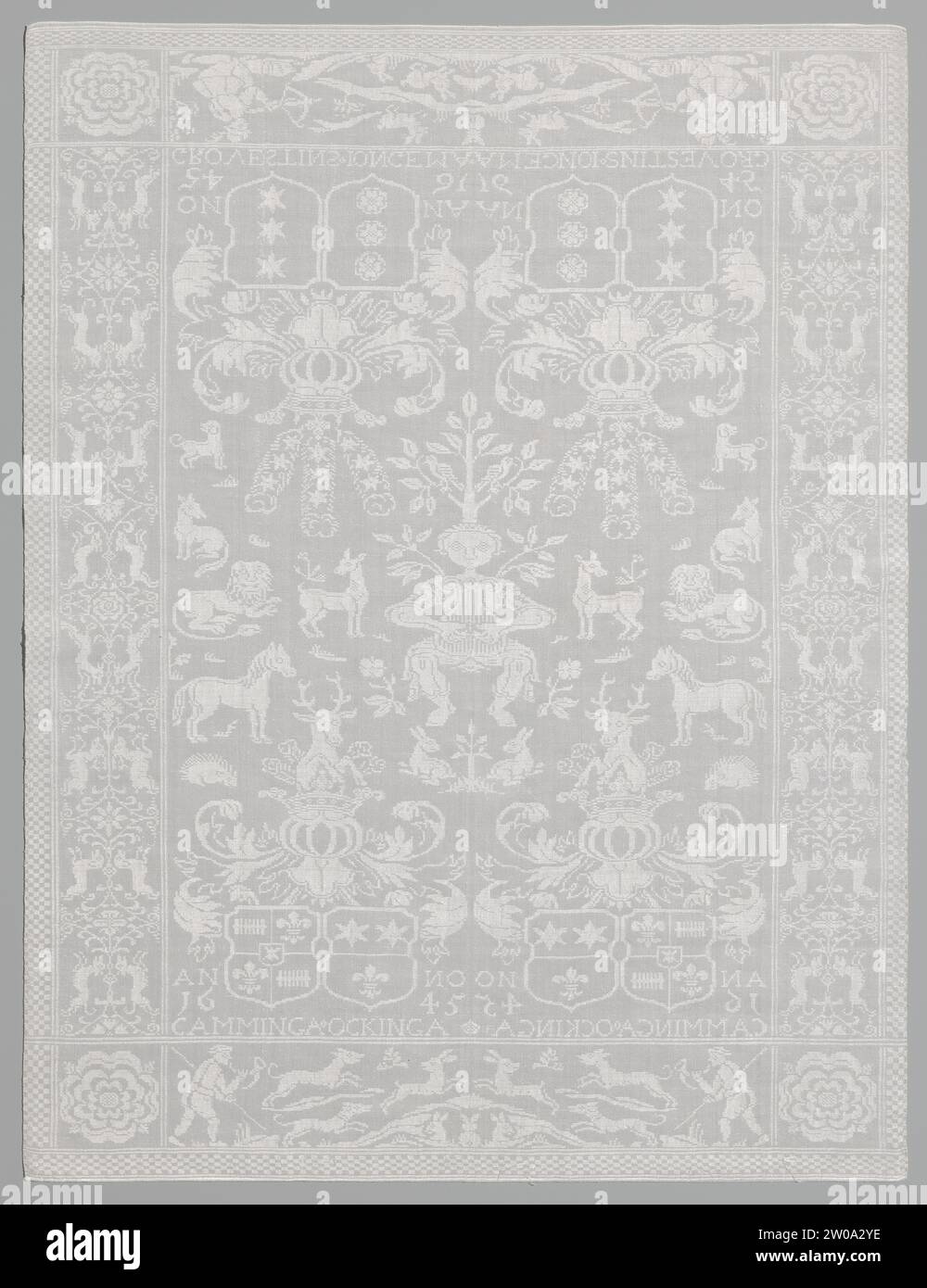 Napkin with Frisian weapons and Orpheus in the middle of the animals ...