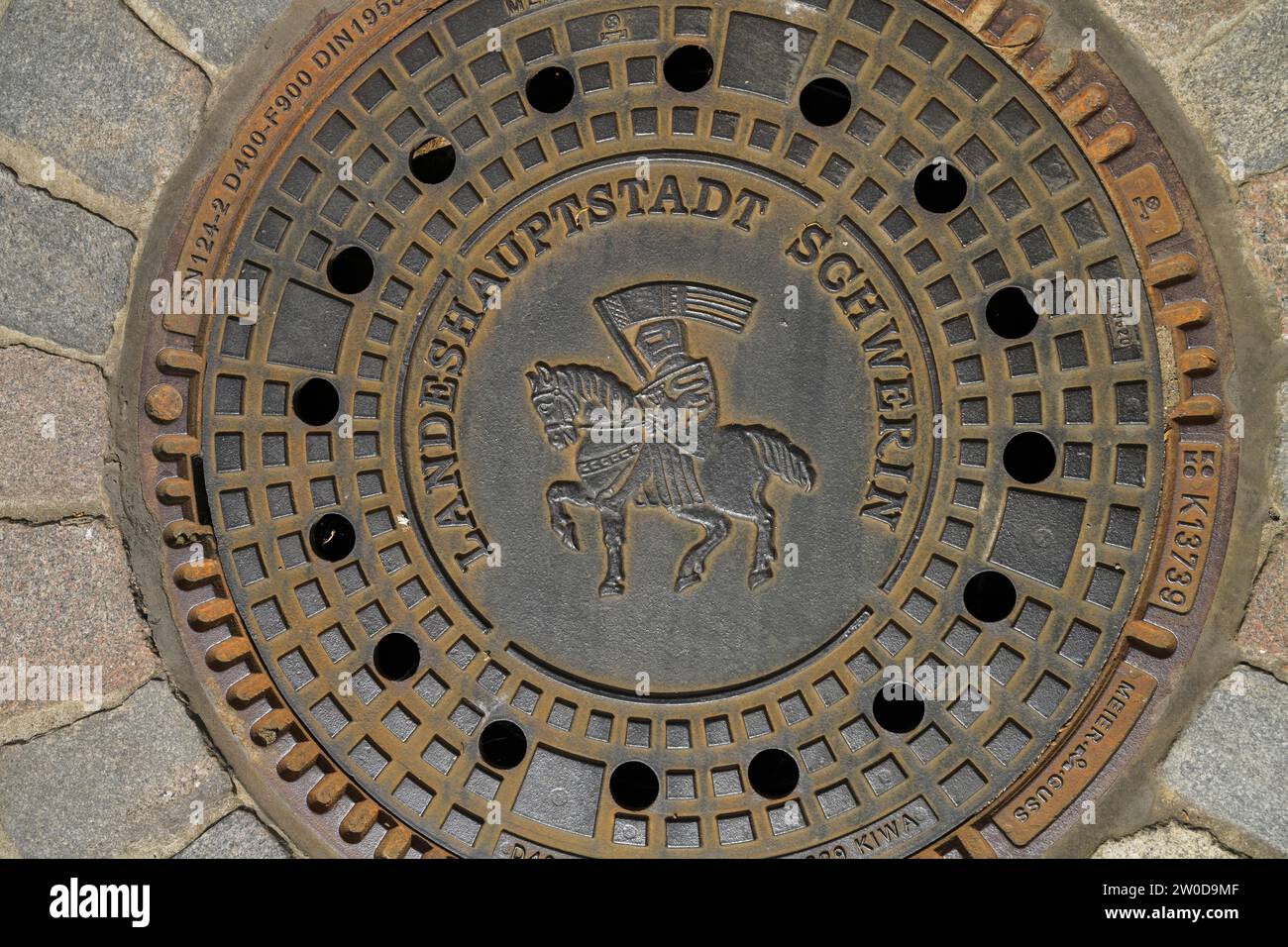 Gullideckel, Landeshauptstadt, Schwerin, Mecklenburg-Vorpommern ...