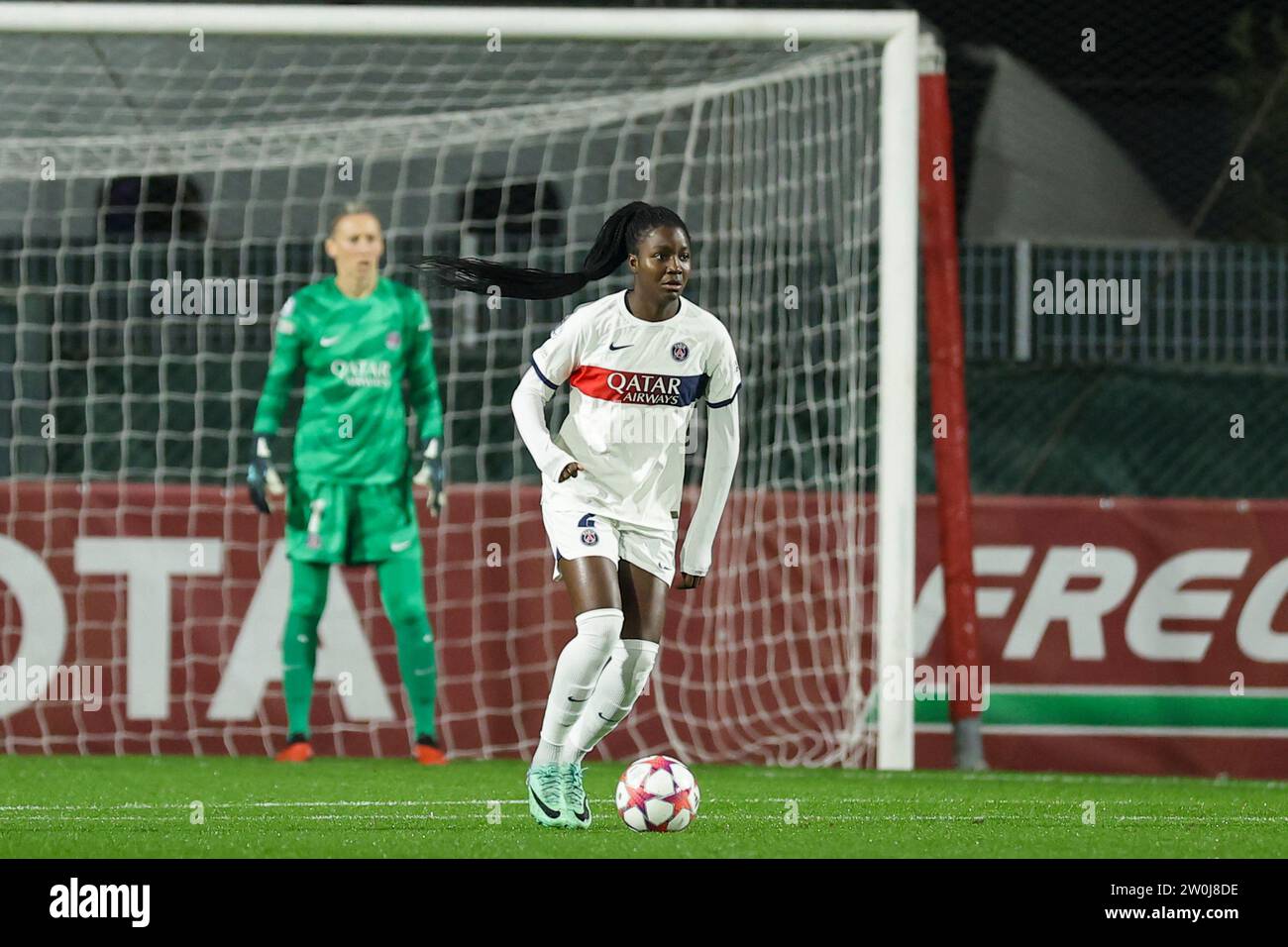 Thiniba Samoura of Paris Saint-Germain controls the ball during UEFA ...