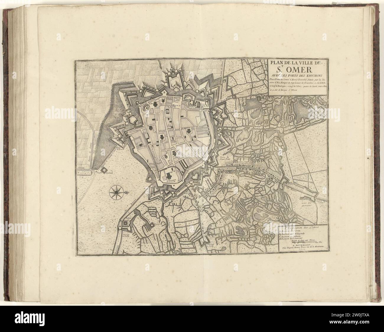 Map of Saint-OMER, 1710, 1710 Map of Saint-Omer, 1710. Part of a ...