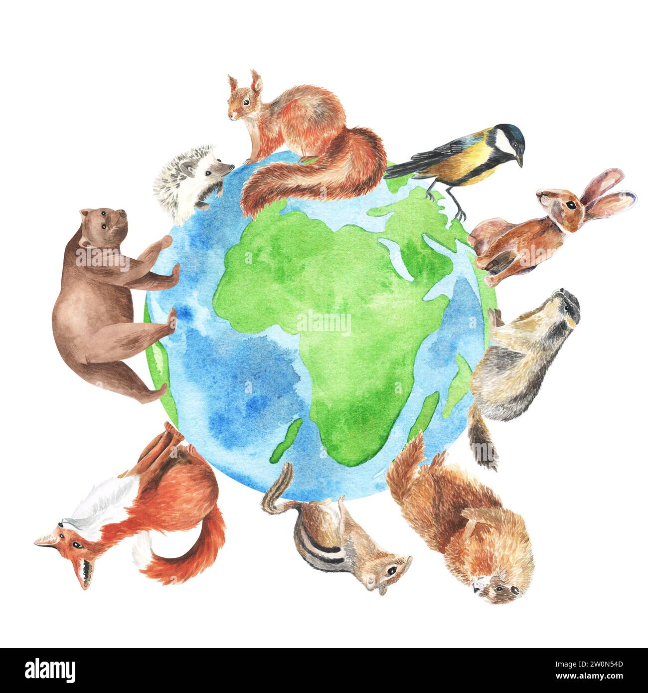 Animals in forest, Creative design world environment and earth day ...