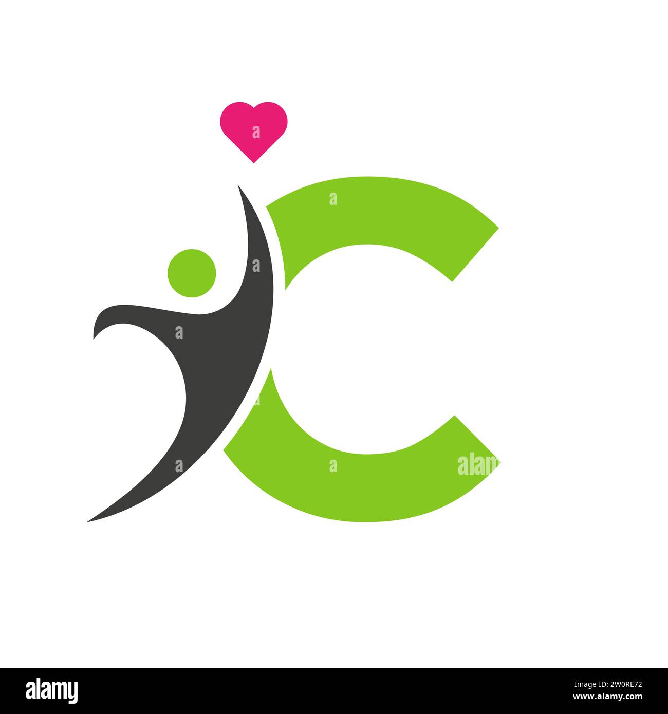 Health Care Logo On Letter C Love, Heart Symbol. Charity Logotype Stock ...