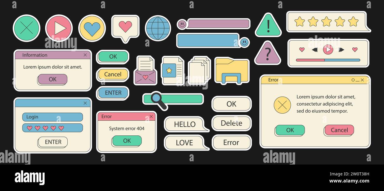 Set of retro stickers Stock Photo - Alamy