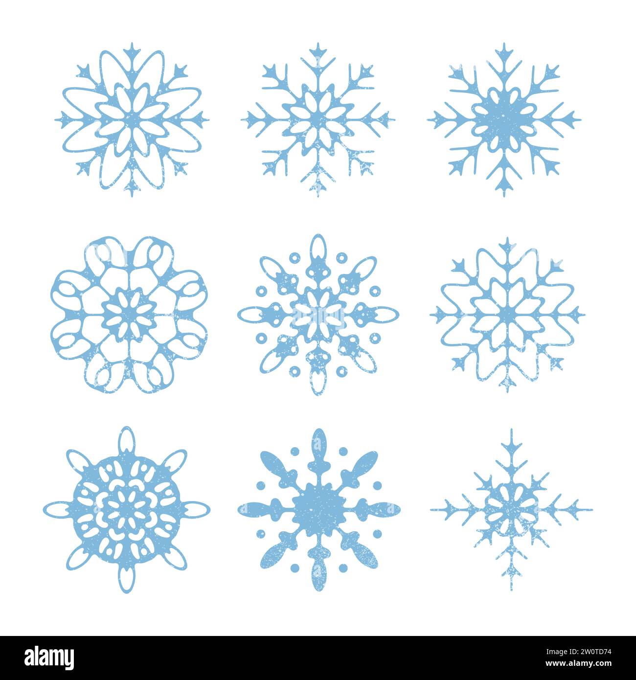 Winter snowflakes in a simple style, silhouette. Vector illustration in ...