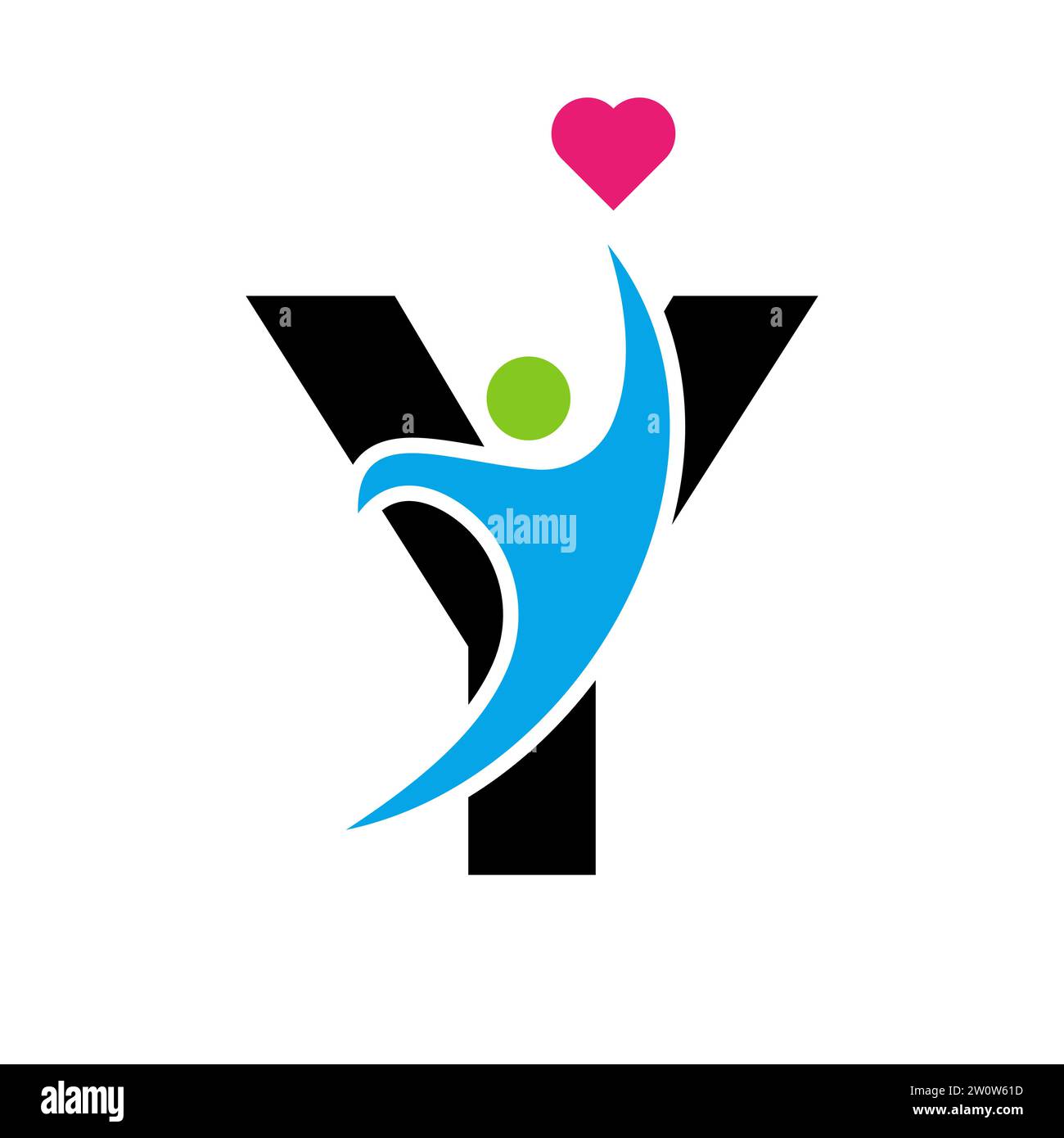 Health Care Logo On Letter Y Love, Heart Symbol. Charity Logotype Stock ...