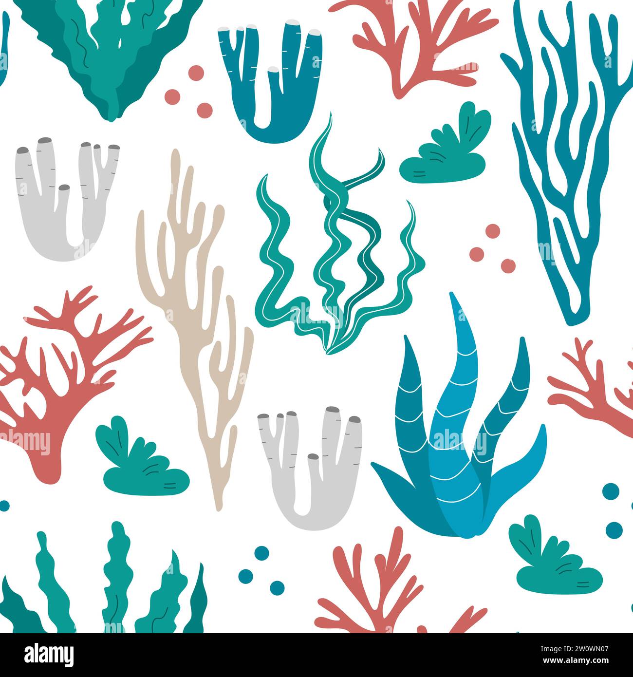 Vector Seamless Pattern with Multicolor Seaweed Shapes at the Bottom of ...